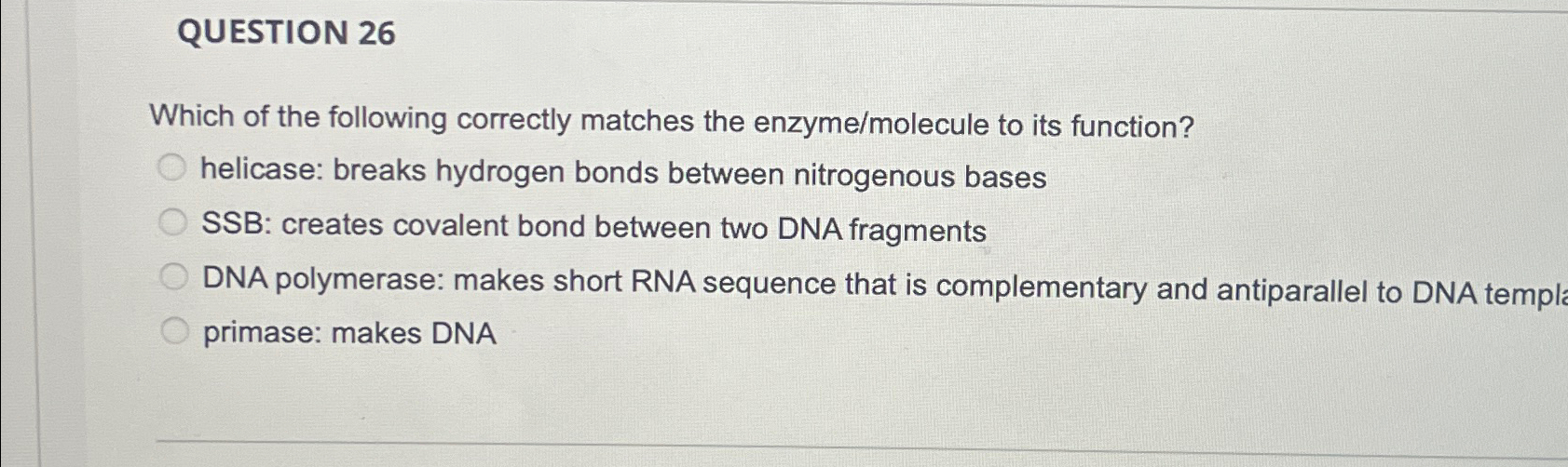 Solved QUESTION 26Which of the following correctly matches | Chegg.com