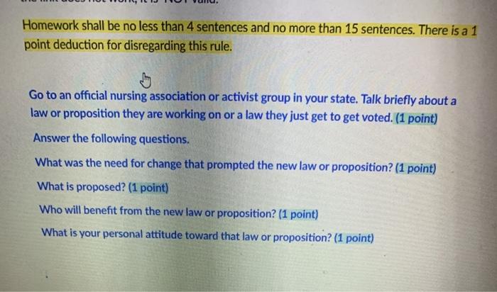 Solved Homework shall be no less than 4 sentences and no | Chegg.com