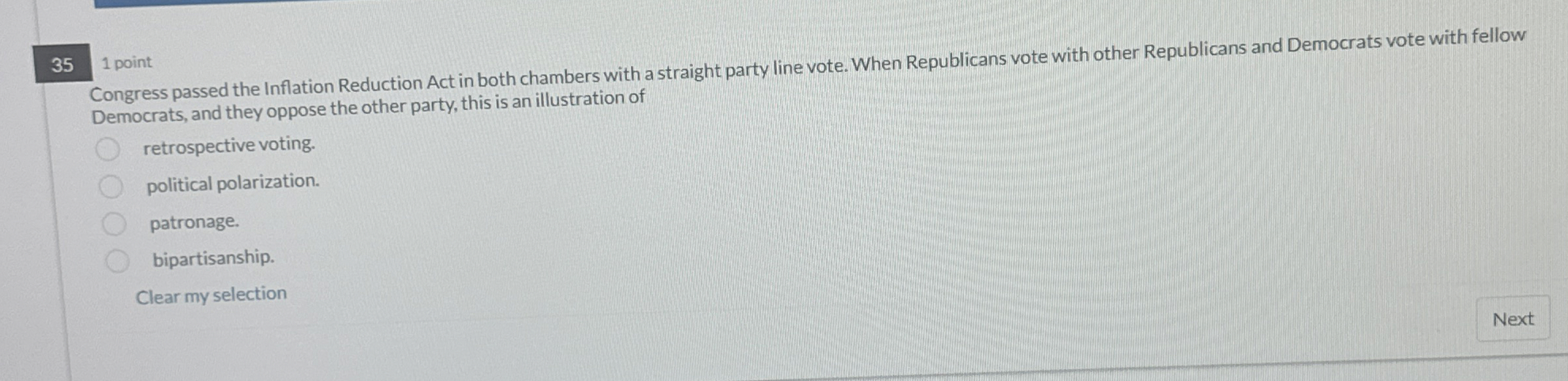 Solved 351 ﻿pointCongress passed the Inflation Reduction Act | Chegg.com