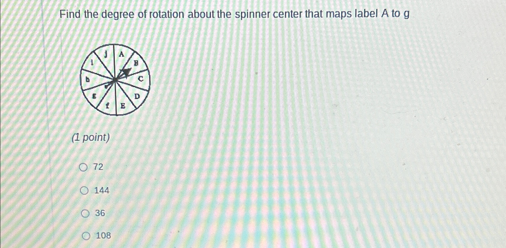 Solved Find the degree of rotation about the spinner center | Chegg.com