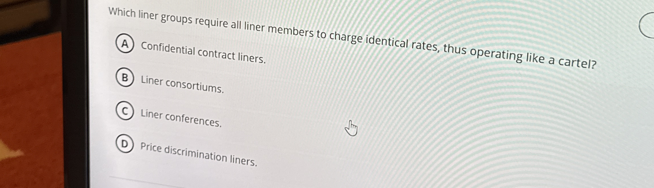 Solved Which liner groups require all liner members to | Chegg.com