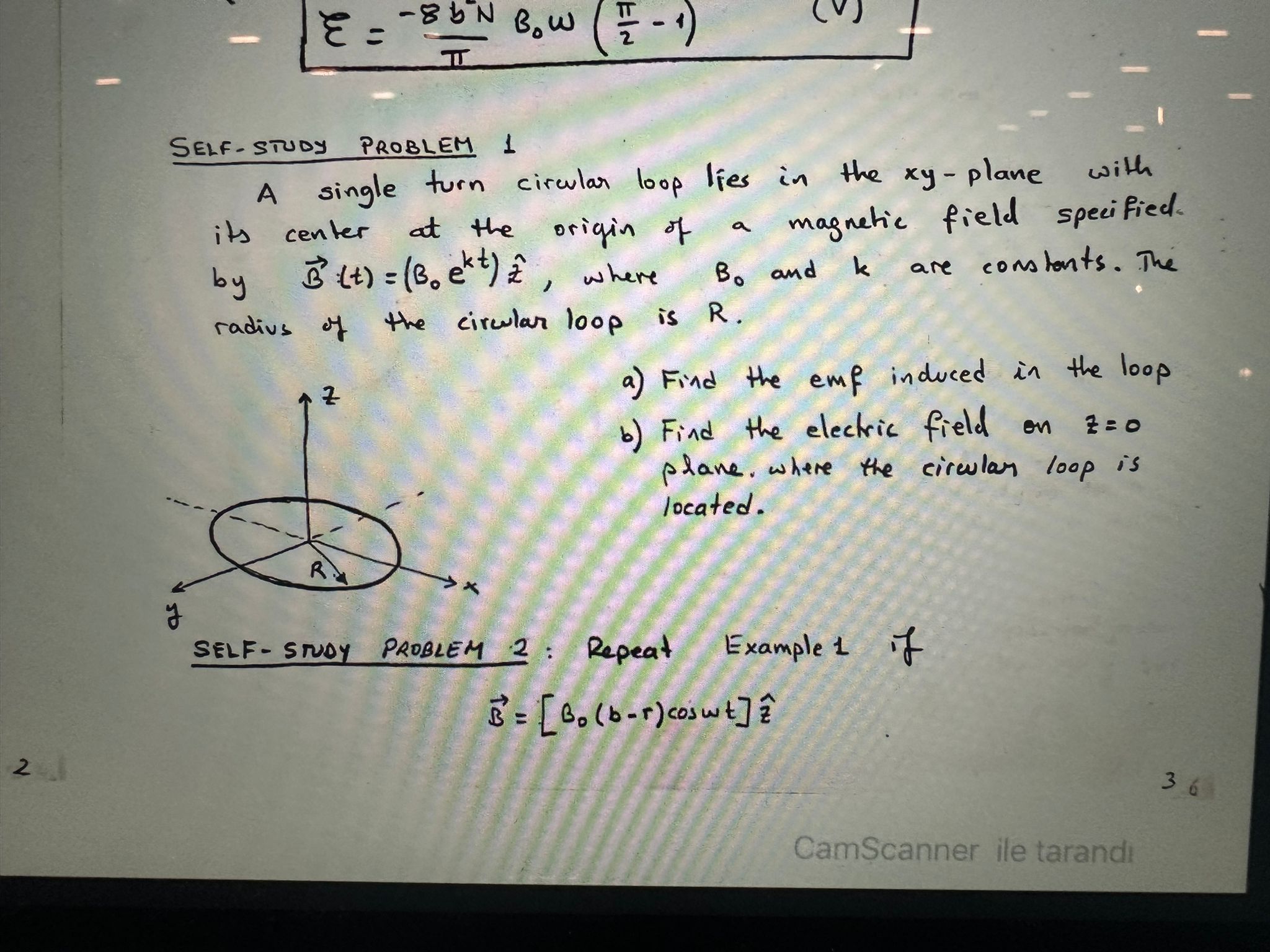 Solved SELF-STUDY PROBLEM 1A single turn circular loop lies | Chegg.com