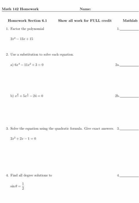 Solved Math 142 Homework Name Homework Section 6 1 Show All