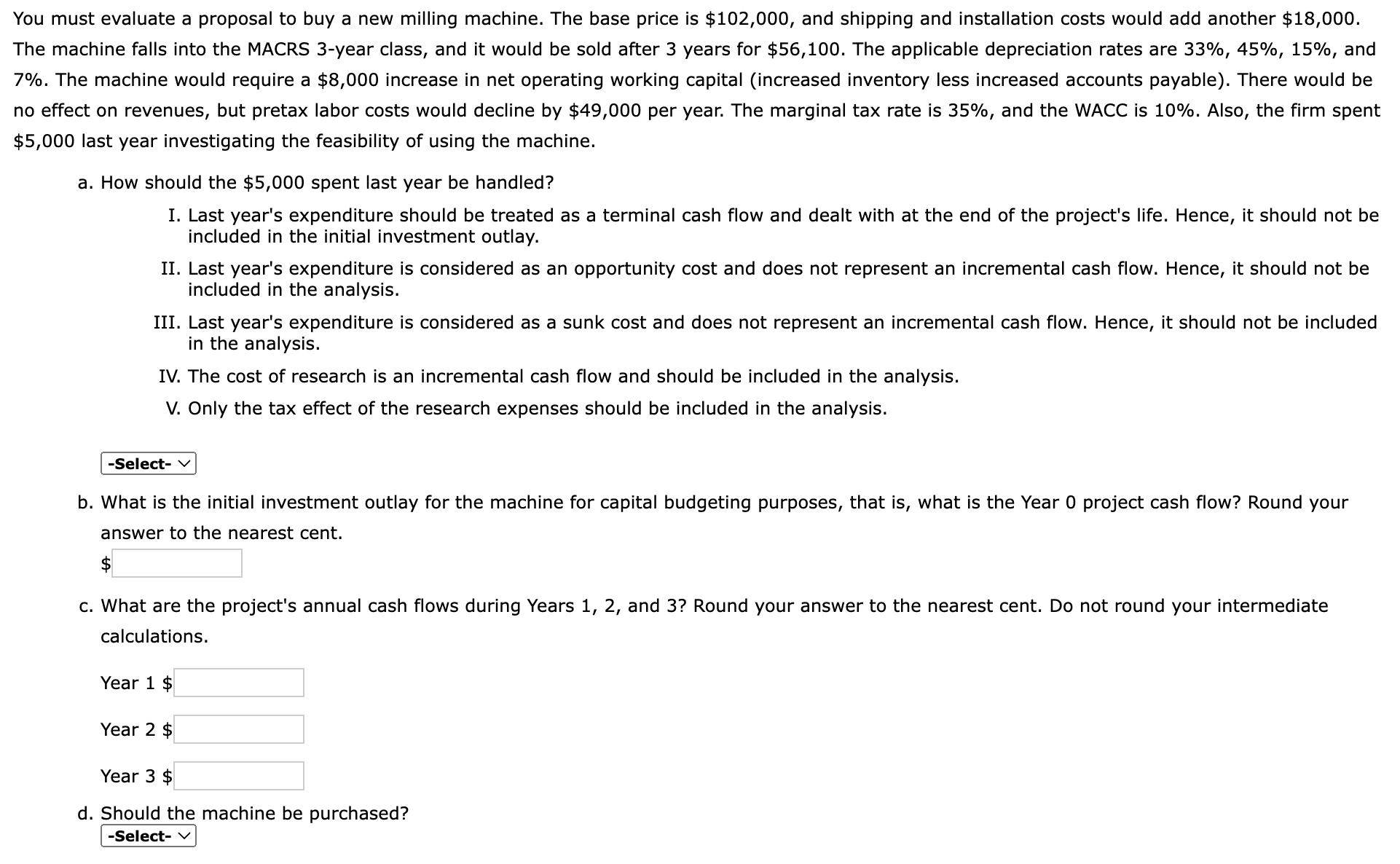 Solved b. ﻿What is the initial investment outlay for the | Chegg.com
