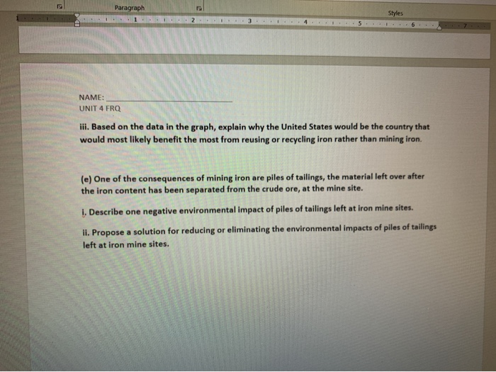Solved NAME: UNIT 4 FRQ Many of Earth's resources, including | Chegg.com