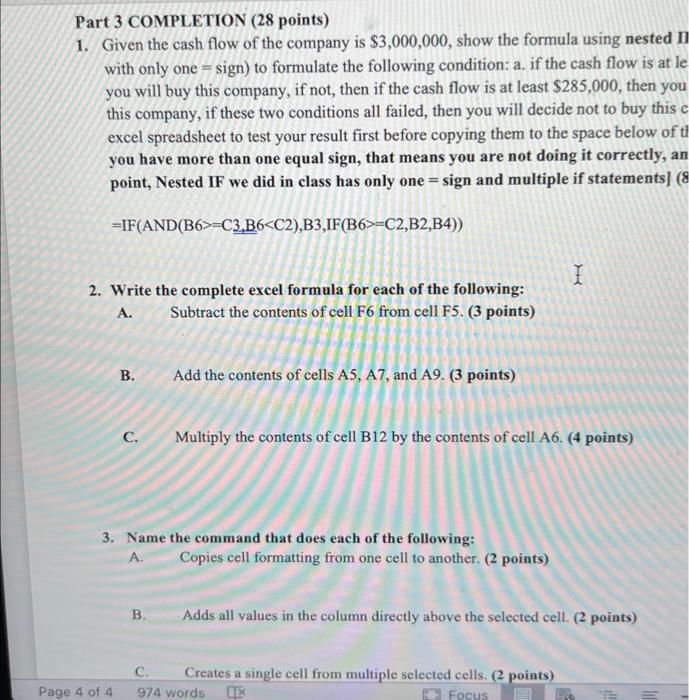 Solved art 3 COMPLETION ( 28 points) Given the cash flow of | Chegg.com