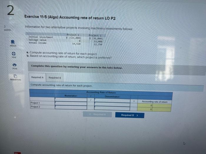 Solved 1 2 points eBook Print References QS 11-4 (Algo) | Chegg.com