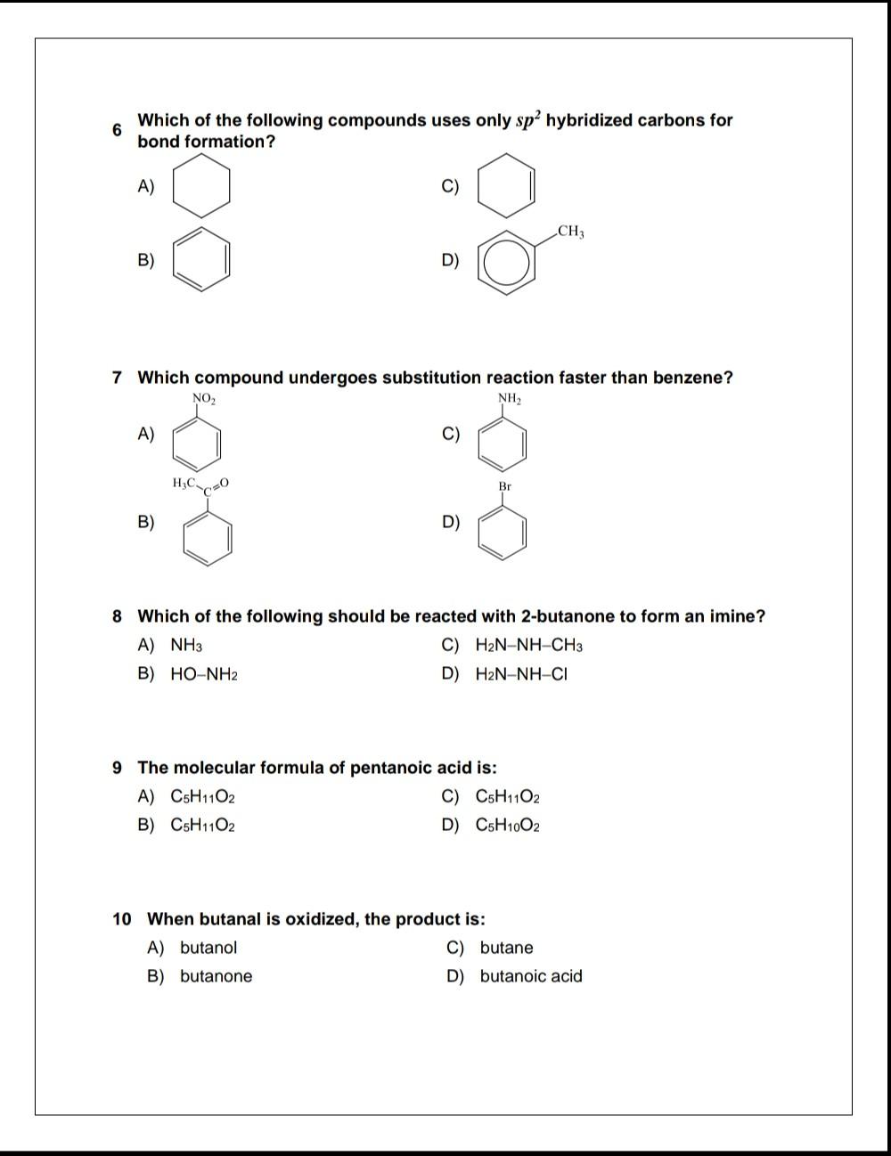 Solved Which of the following compounds uses only sp2 | Chegg.com