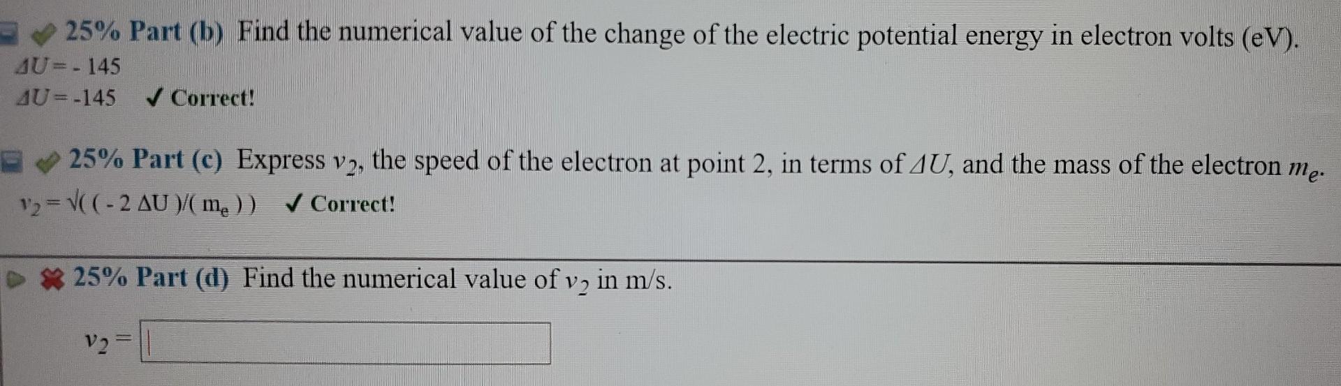Solved (13%) Problem 6: Consider two points in an electric | Chegg.com