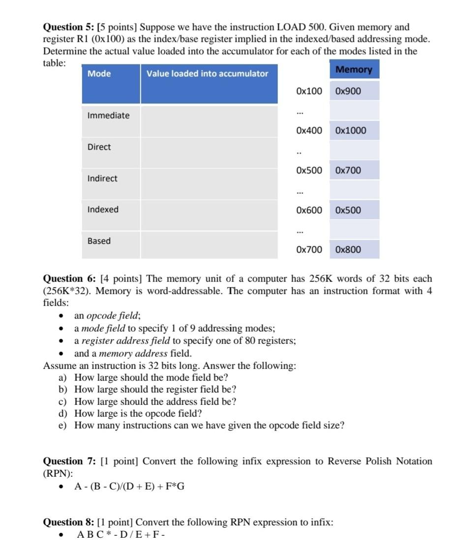 Solved Question 1: [3 points] Show how the following 32-bit | Chegg.com