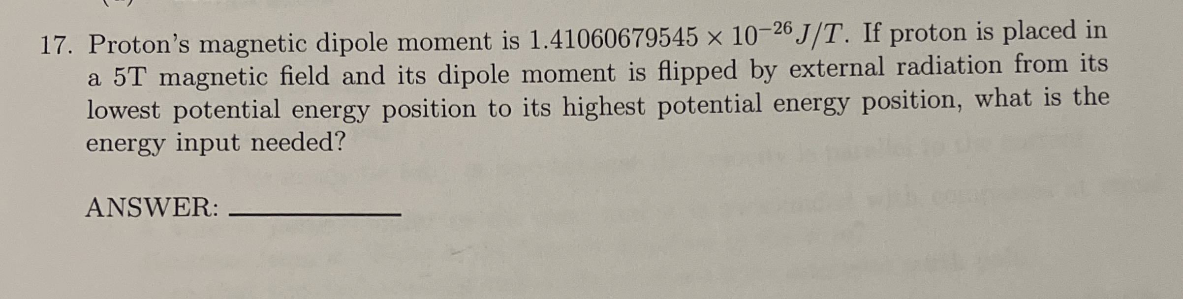 Solved Proton's magnetic dipole moment is | Chegg.com