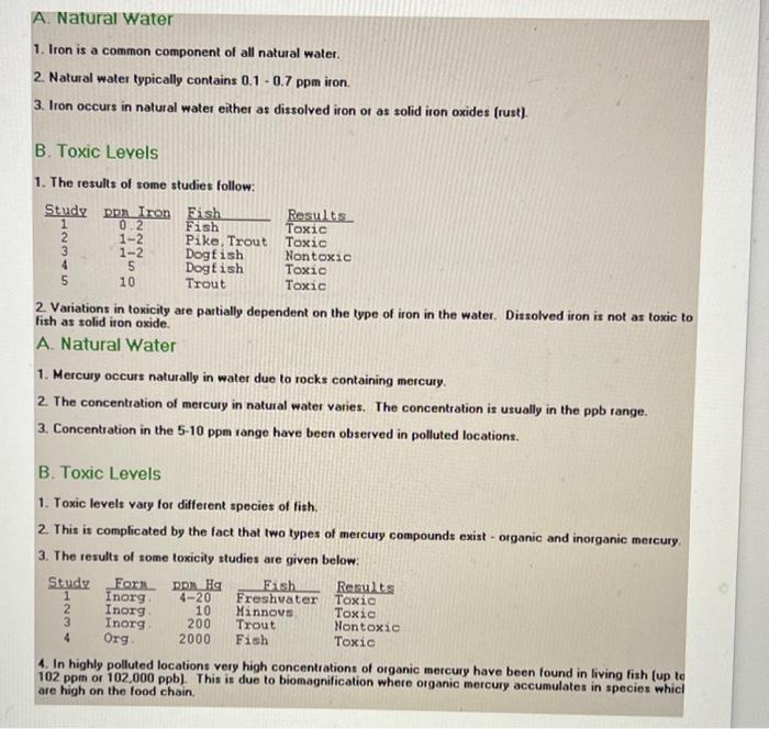 Solved Water Sampling Overview The objective of this lab is | Chegg.com