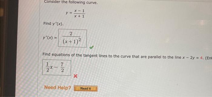 Solved Consider the following curve. y=x+1x−1 Find y′(x) | Chegg.com