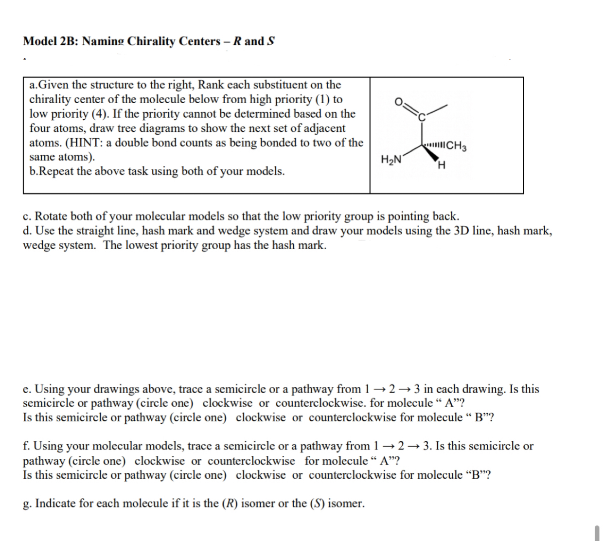 Solved Model 2B: Naming Chirality Centers -R ﻿and Sa. ﻿Given | Chegg.com