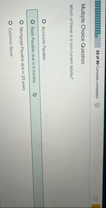 Solved 22 ﻿of 30 ﻿Concepts completedMultiple Choice | Chegg.com