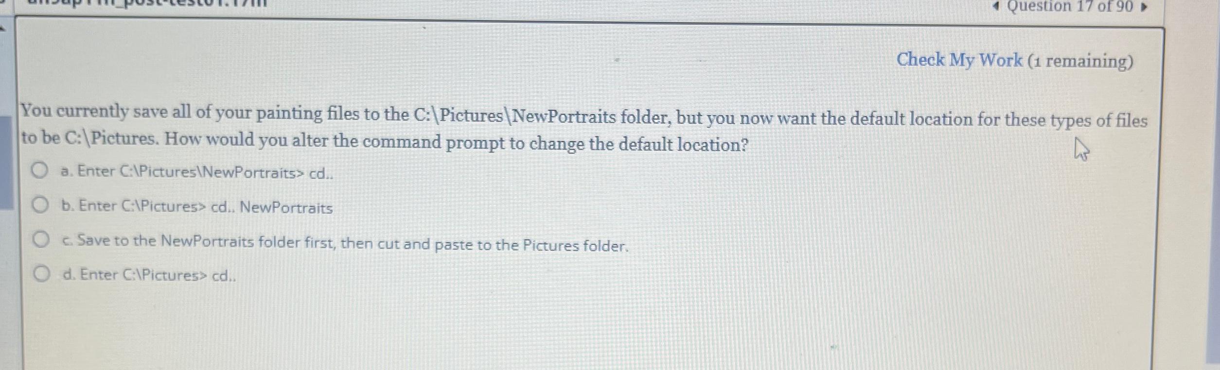 Solved Question 17 ﻿of 90 .Check My Work (1 ﻿remaining)You | Chegg.com