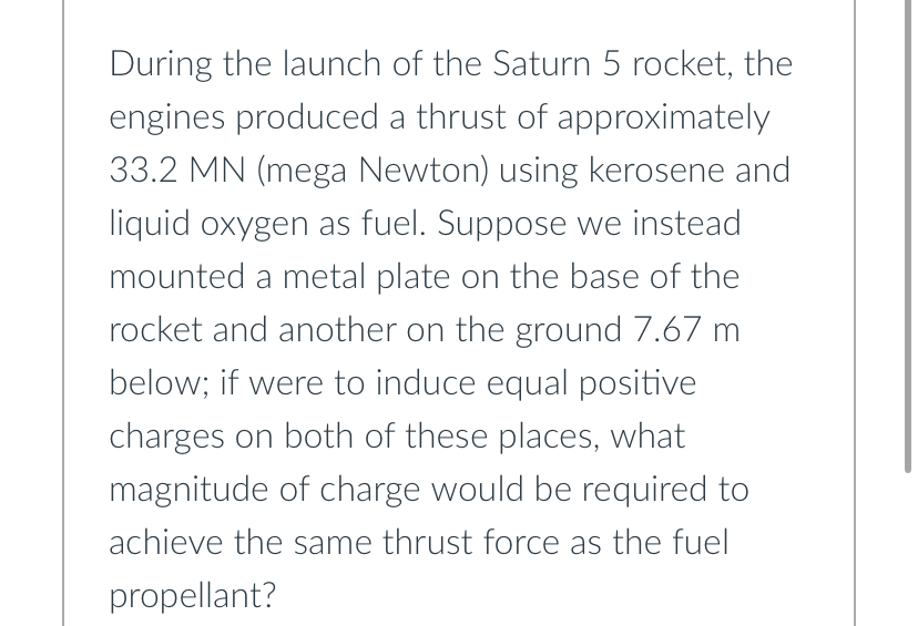 Solved During the launch of the Saturn 5 ﻿rocket, the | Chegg.com