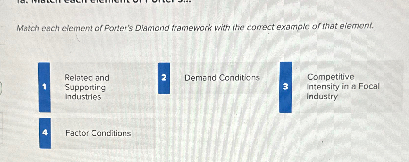 Solved Match each element of Porter's Diamond framework with | Chegg.com