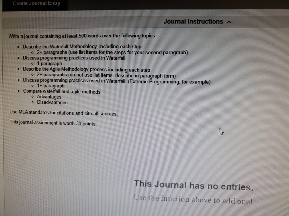 Solved Create Journal Entry Journal Instructions Write a | Chegg.com