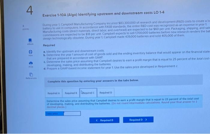 Solved 4 Exercise 1-10A (Algo) Identifying upstream and | Chegg.com