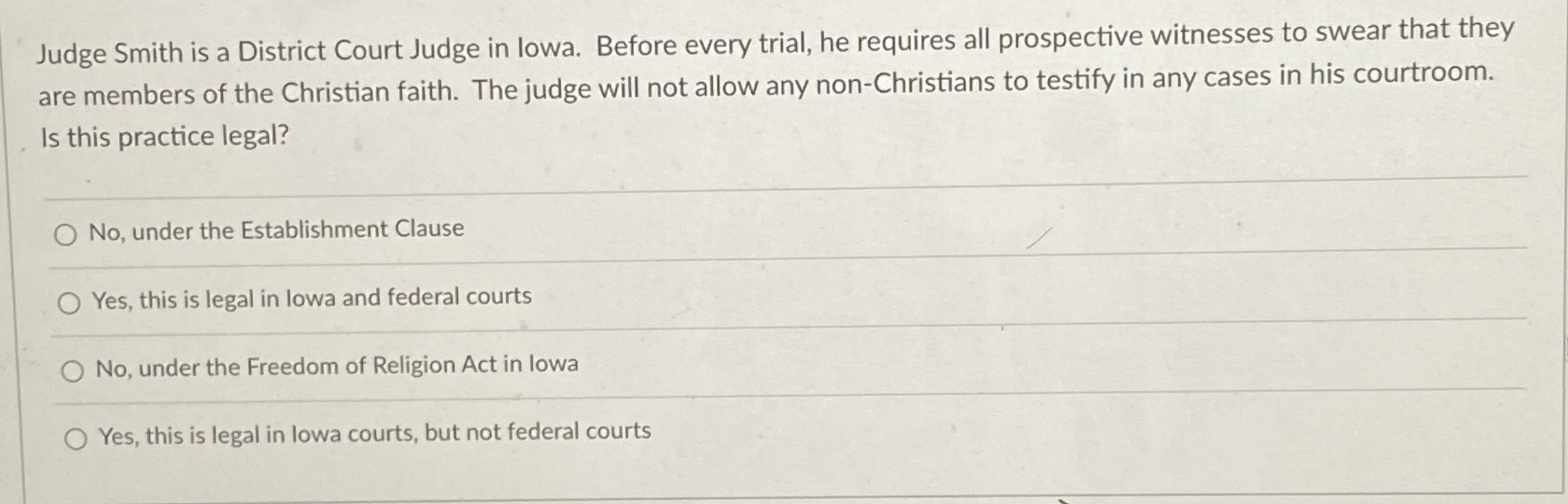 Solved Judge Smith is a District Court Judge in lowa. Before | Chegg.com