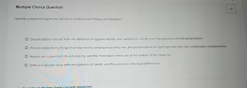 Solved Multiple Choice QuestionIdentify a statement given by | Chegg.com