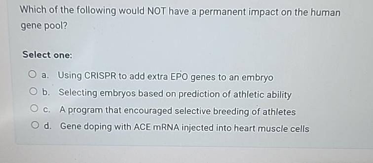 Solved Which of the following would NOT have a permanent | Chegg.com