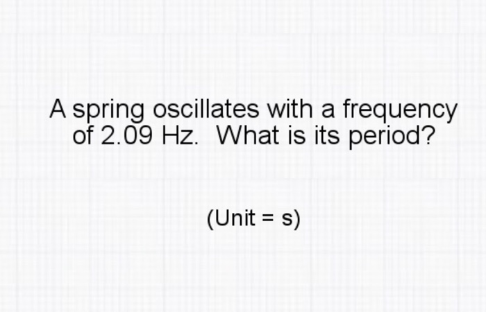 Solved A spring oscillates with a frequency of 2.09 Hz. What | Chegg.com