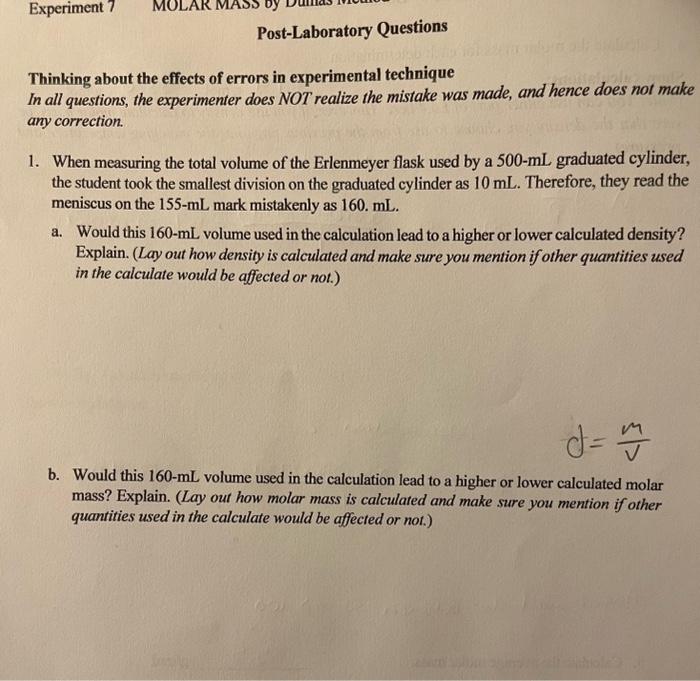 Solved Thinking about the effects of errors in experimental | Chegg.com