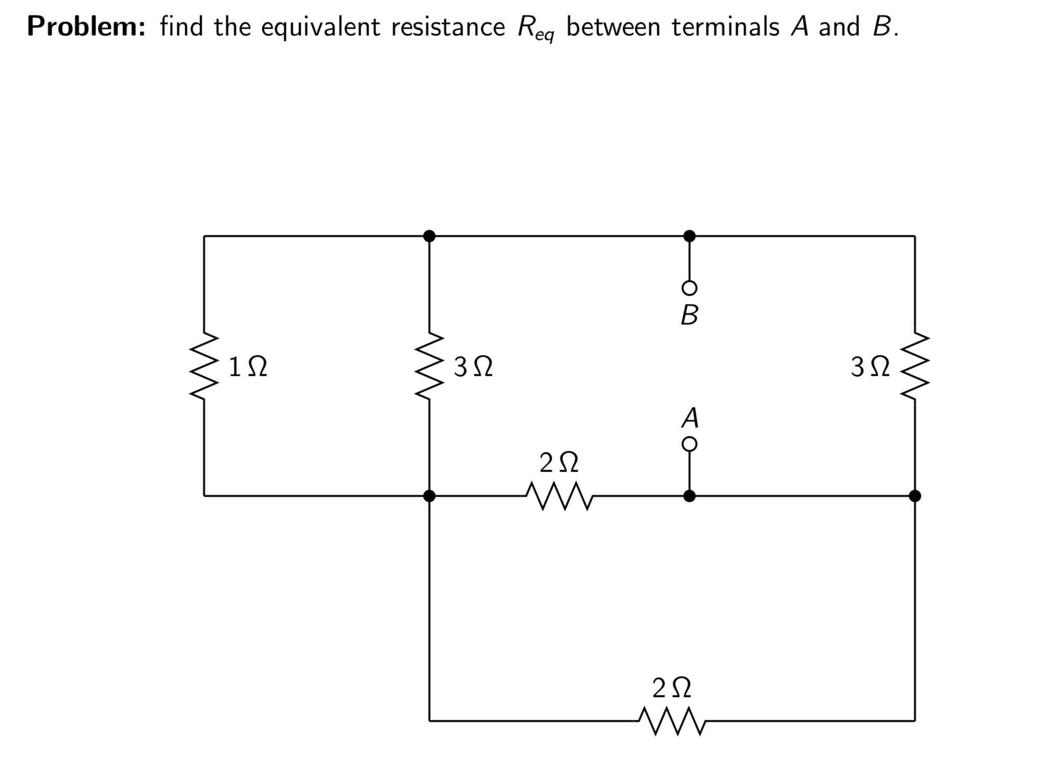 Solved Problem: find the equivalent resistance Req ﻿between | Chegg.com
