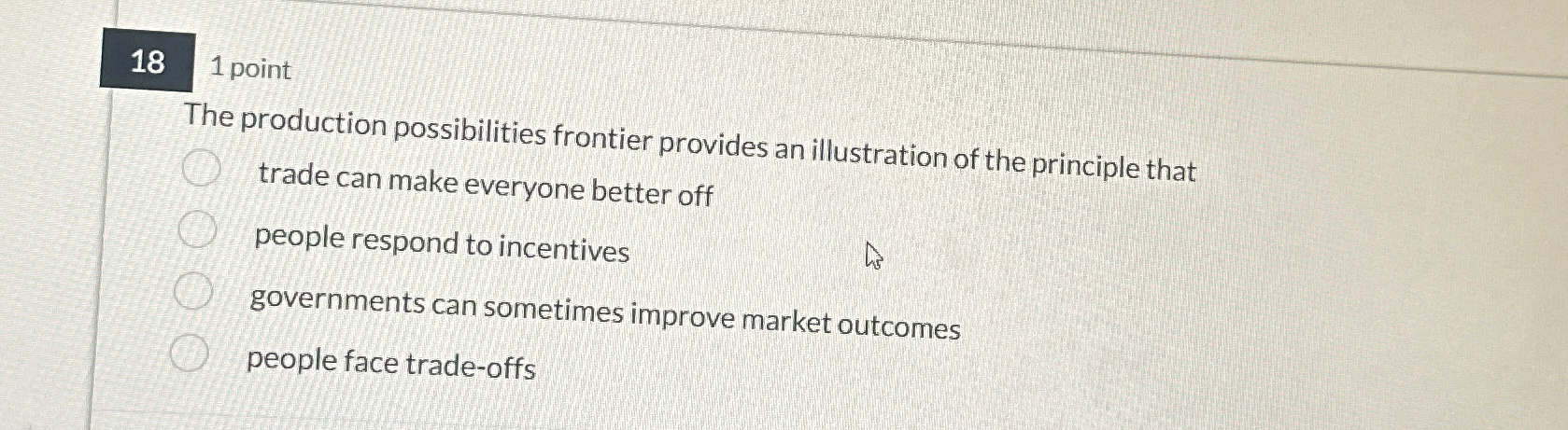 Solved 181 ﻿pointThe production possibilities frontier | Chegg.com
