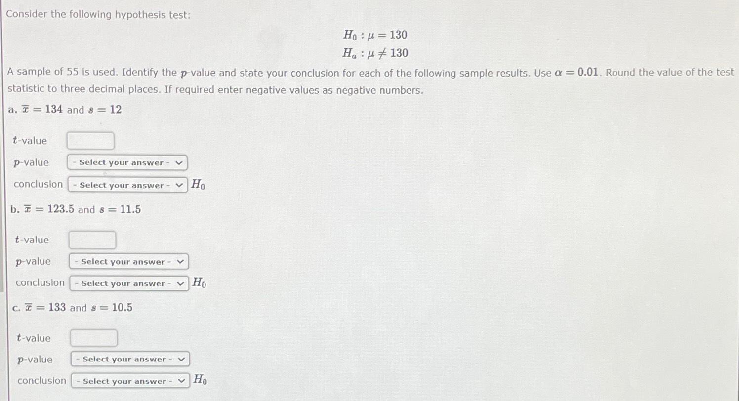Solved Consider the following hypothesis | Chegg.com