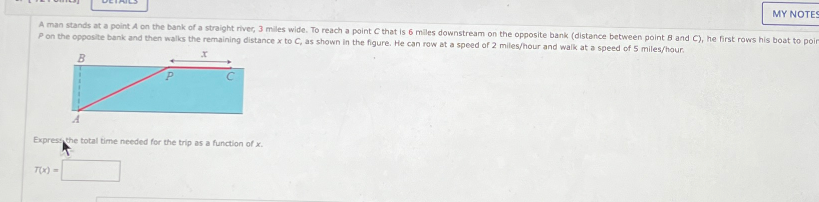 Solved A man stands at a point A ﻿on the bank of a straight | Chegg.com