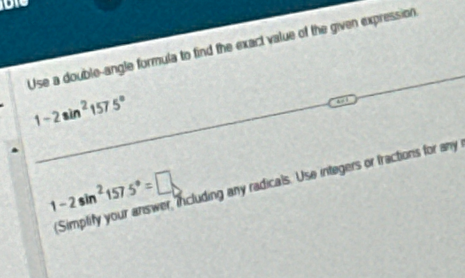 Solved Use a docible angle formila to find the exad value of | Chegg.com