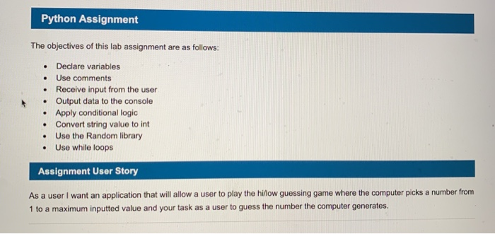 Solved Python Assignment The objectives of this lab | Chegg.com