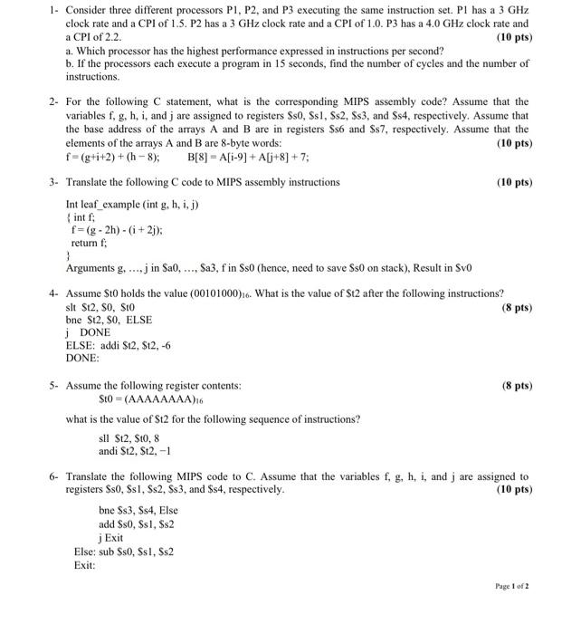 Solved 1- Consider three different processors P1,P2, and P3 | Chegg.com