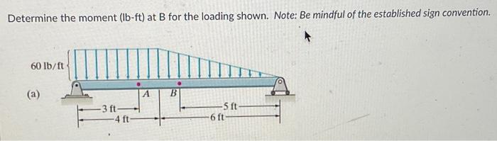 Solved Determine the moment (lb-ft) at B for the loading | Chegg.com