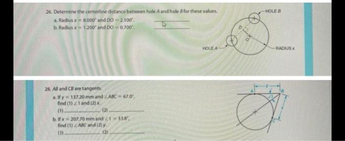 Solved HOLE 26. Determine the centerline distance between | Chegg.com