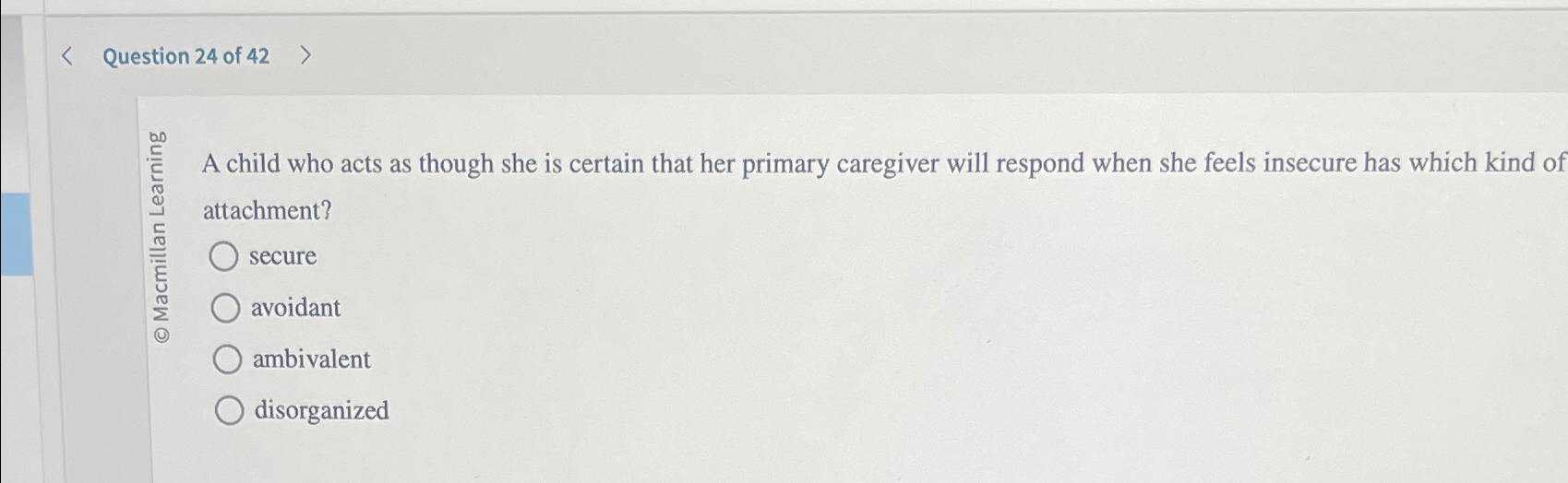 Solved Question 24 ﻿of 42A child who acts as though she is | Chegg.com