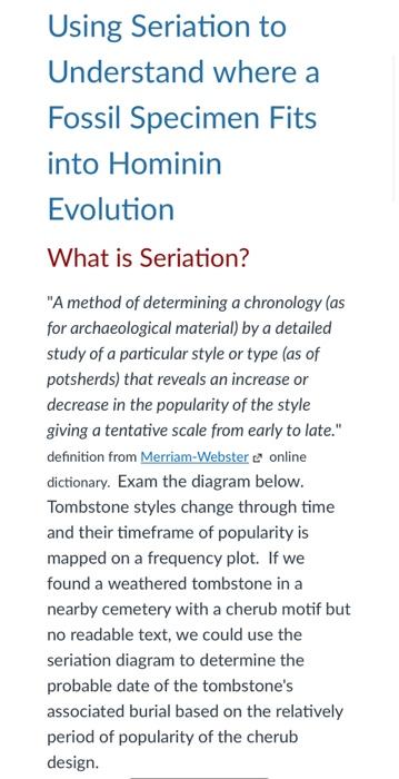 Using Seriation to Understand where a Fossil Specimen | Chegg.com