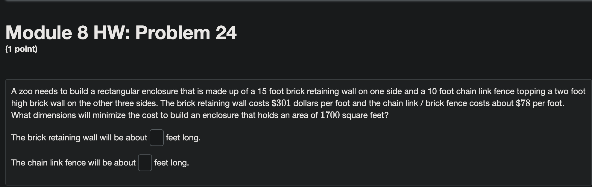 Solved A zoo needs to build a rectangular enclosure that is | Chegg.com