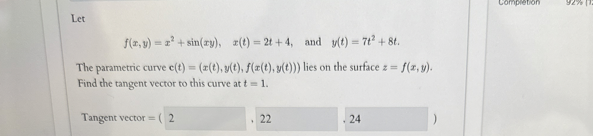 Solved Letf(x,y)=x2+sin(xy),x(t)=2t+4, ﻿and ,y(t)=7t2+8tThe | Chegg.com