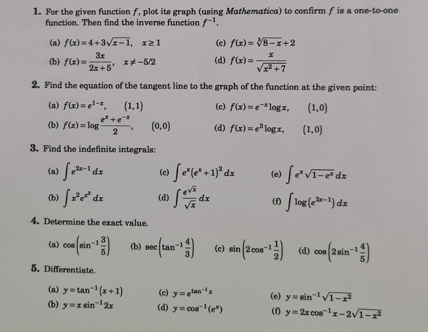 Solved 1. For the given function f, plot its graph (using | Chegg.com
