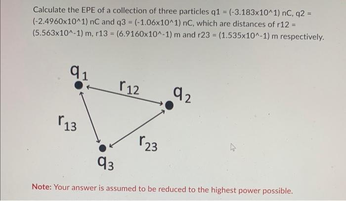 Solved Calculate the EPE of a collection of three particles | Chegg.com
