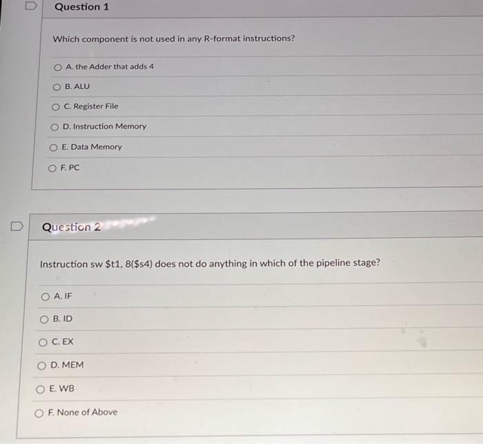 Solved Which component is not used in any R-format | Chegg.com