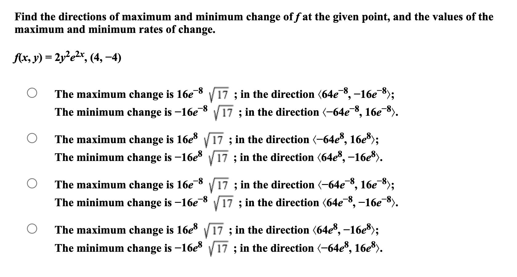 Solved Find the directions of maximum and minimum change of | Chegg.com