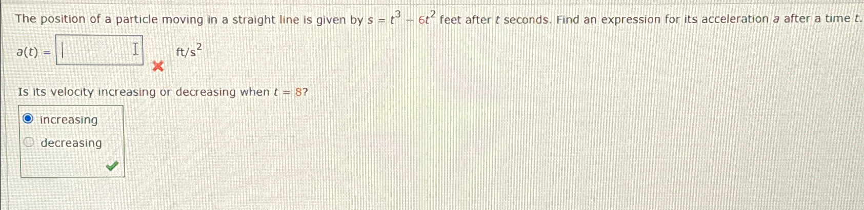 Solved The position of a particle moving in a straight line | Chegg.com