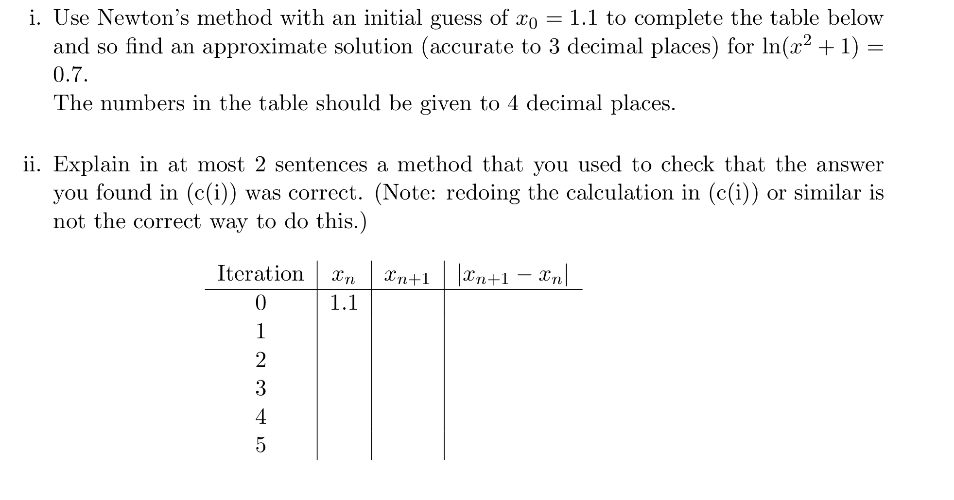 Solved i. ﻿Use Newton's method with an initial guess of | Chegg.com