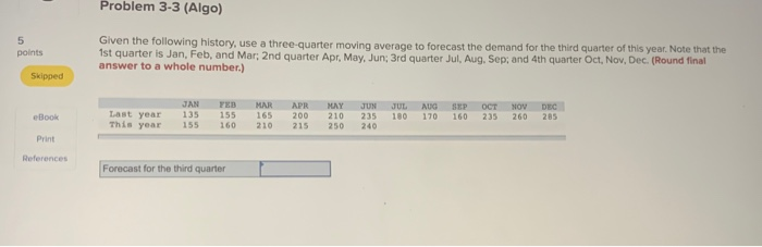 Solved Problem 3-3 (Algo) 5 points Given the following | Chegg.com