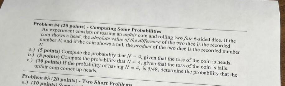 Solved Problem H4 (20 points) - Computing Some Probabilities | Chegg.com